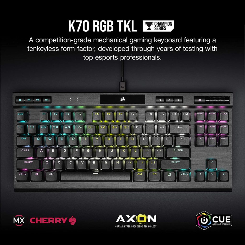 CORSAIR K70 RGB TKL CHAMPION SERIES Mechanical Gaming Keyboard - CHERRY ...