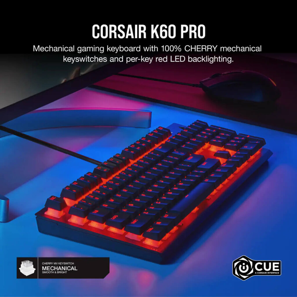 CORSAIR K60 PRO Red LED Mechanical Gaming Keyboard - CHERRY VIOLA - Mr ...